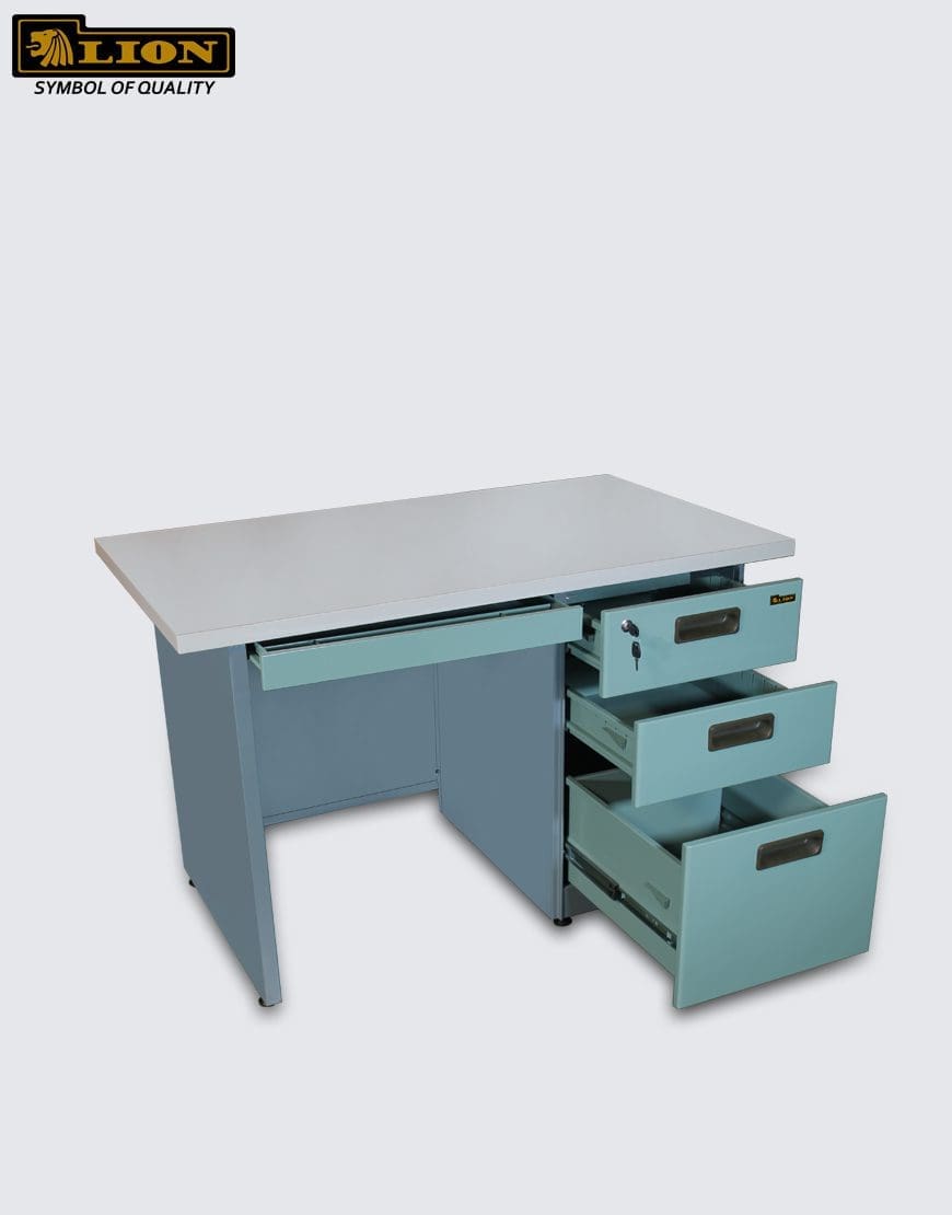 Lion Meja Kantor Besi Berikut Laci type L 106 N | Subur Furniture ...
